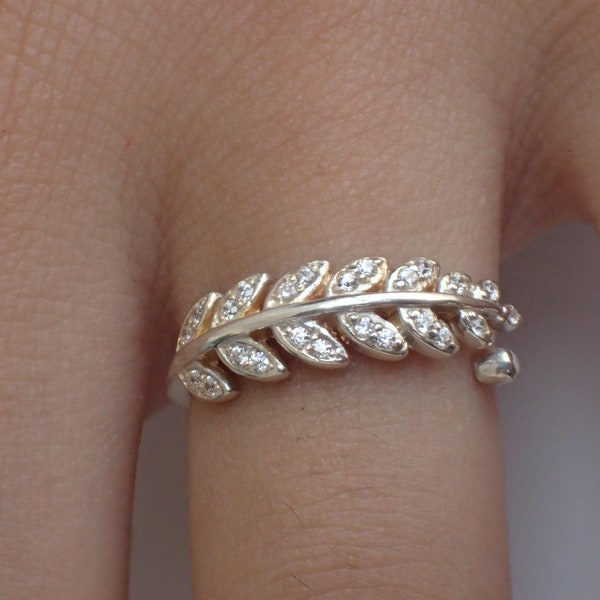 Diamond Leaf Ring - Etsy