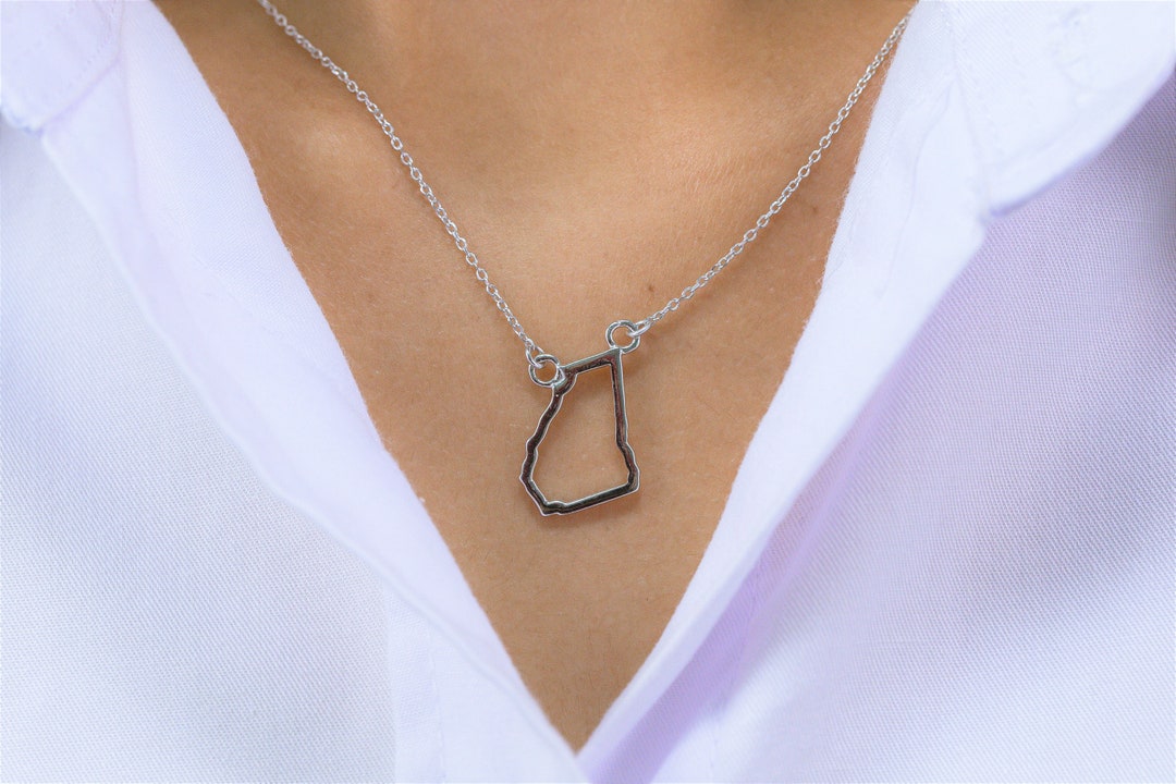 Georgia State Necklace, 14k Solid Gold US State Jewelry, Minimalist ...