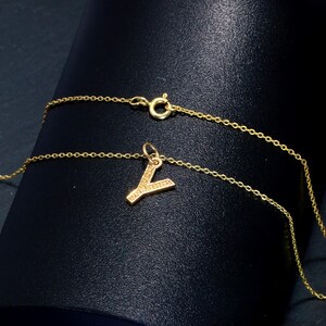 Y Initial Necklace, 14k Solid Gold Letter Necklace, Customized Necklace ...