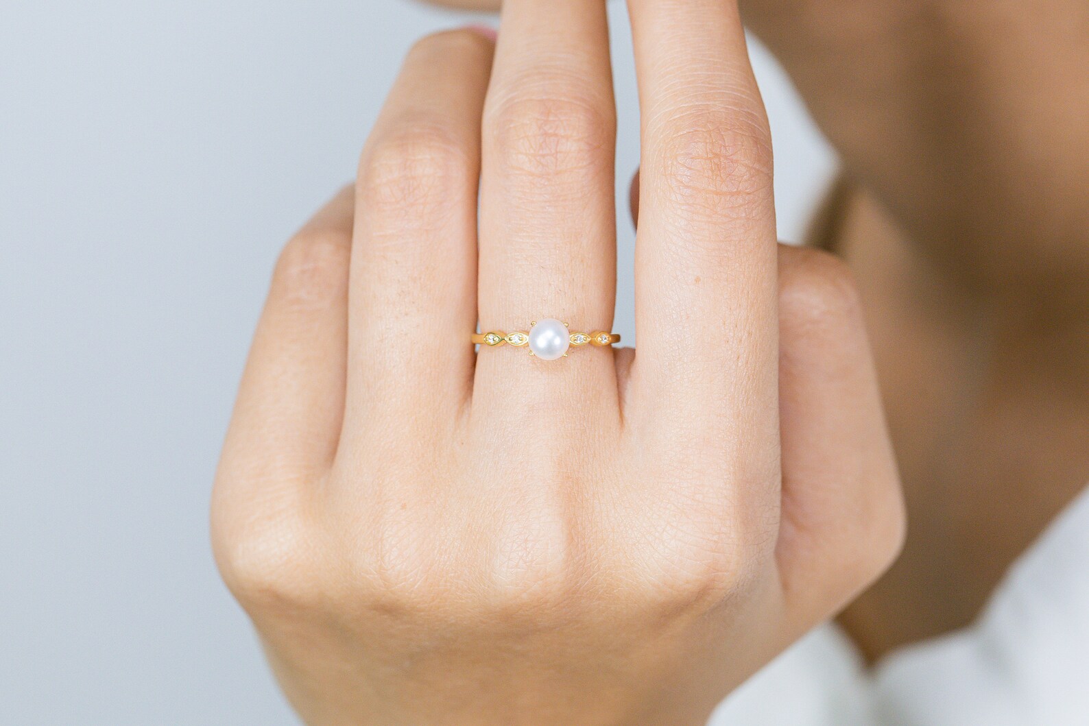 Pearl and Diamond Engagement Ring June Birthstone Ring Pearl - Etsy