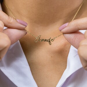 Jennifer Name Necklace, 14k Solid Gold Nameplate Necklace, Personalized ...
