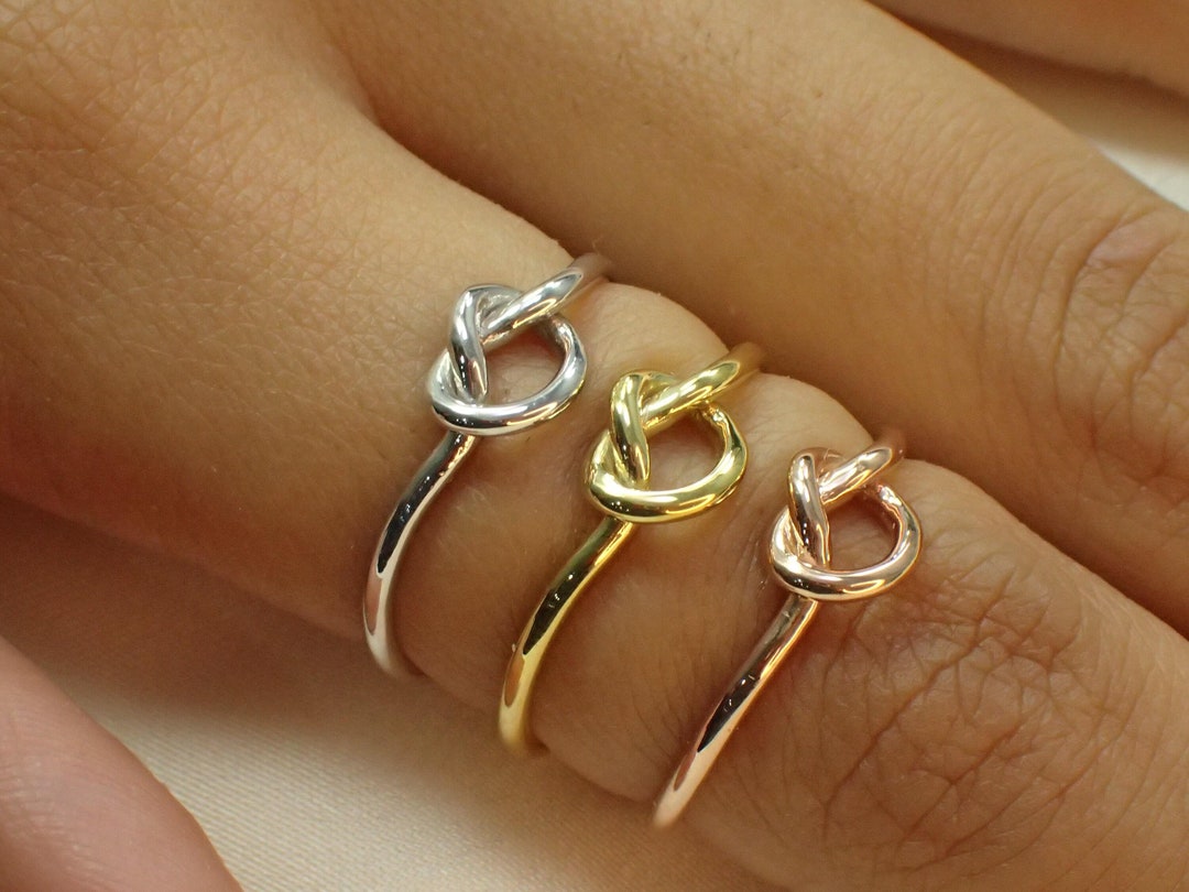 Knot Ring / Bridesmaid Gift / 14K Solid Gold Mother Daughter Rings / Love Knot Ring / Unity ...