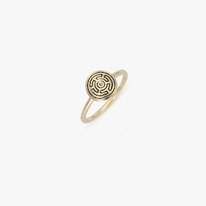 Hecate Ring, 14K Solid Gold Hecate's Magic Strophalos Ring, Wheel of Hecate Symbol Jewelry ...