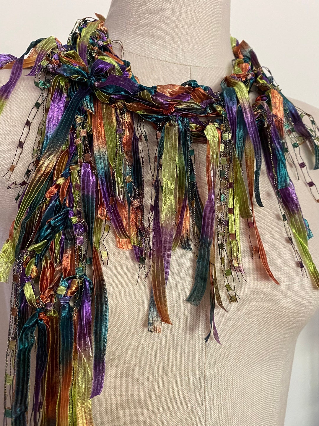 Chartreuse Scarf Autumn Scarf for Women Multicolor Scarf - Etsy