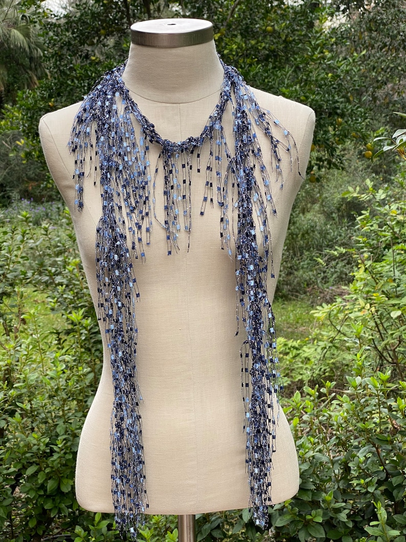 Denim Scarf Blue Denim Scarf Scarf Necklace Denim Scarf - Etsy