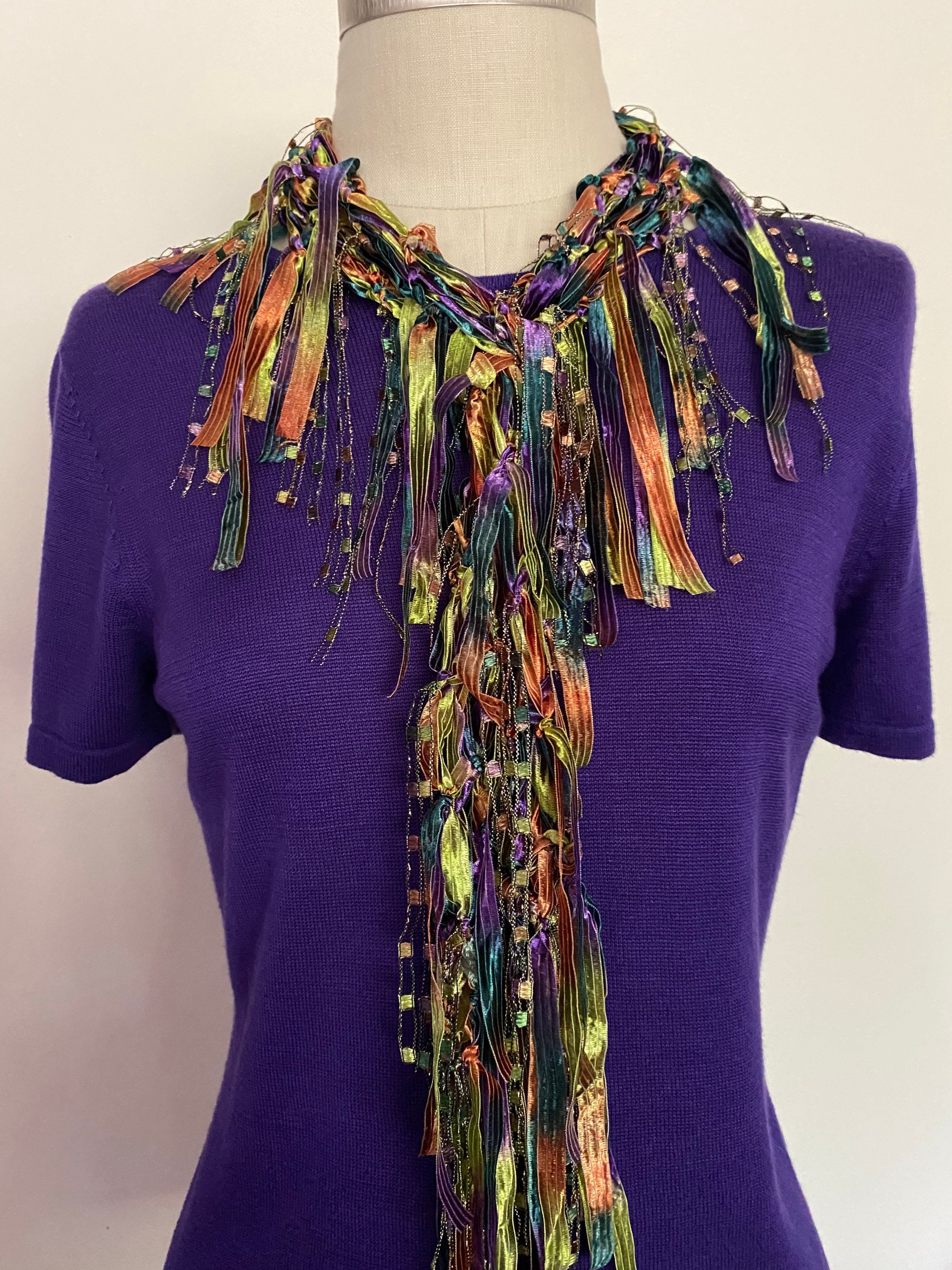 Chartreuse Scarf Autumn Scarf for Women Multicolor Scarf - Etsy