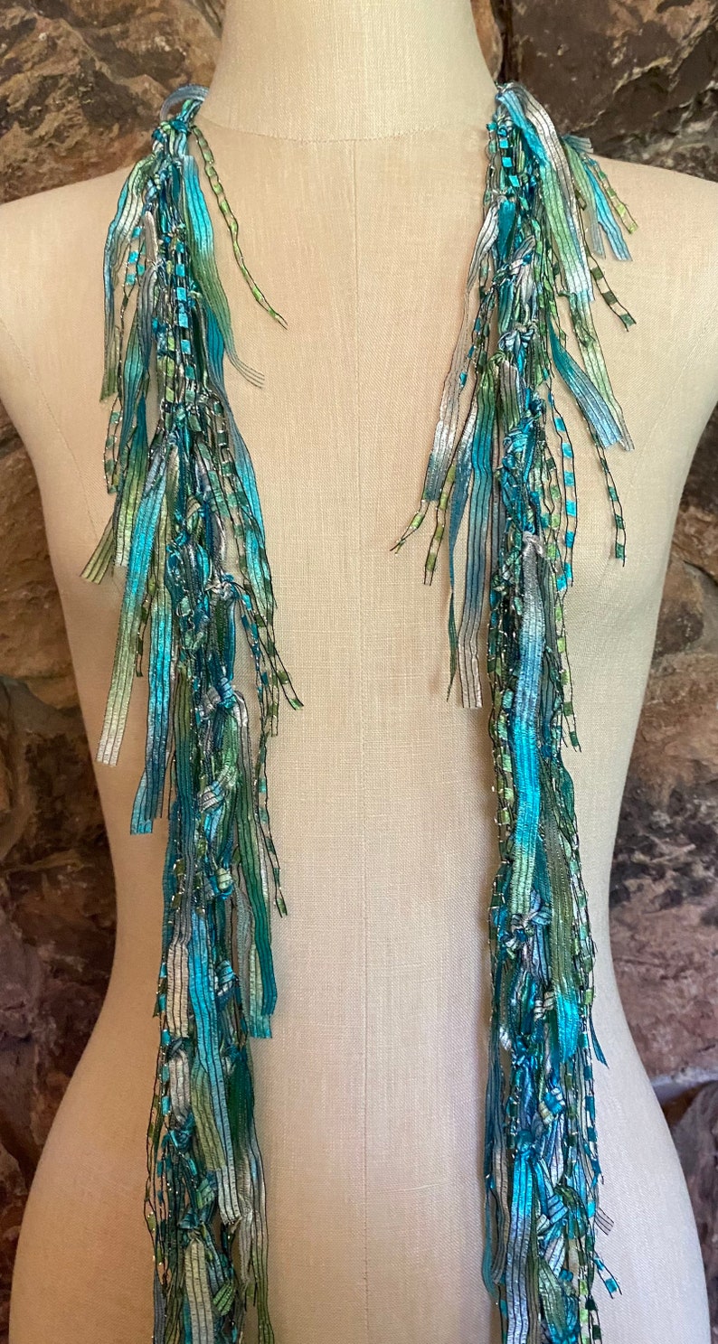 Summer Scarf for Women, Turquoise Scarf Necklace, Sea Glass Scarf, Aqua ...