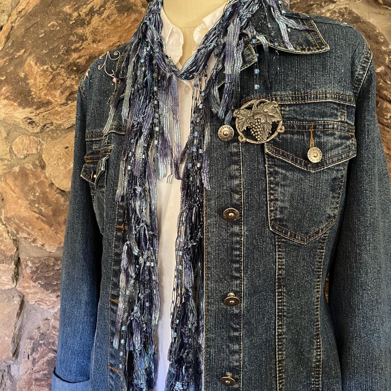 Denim Scarf for Women, Blue Scarf Necklace, Wearable Art, Gifts Under ...