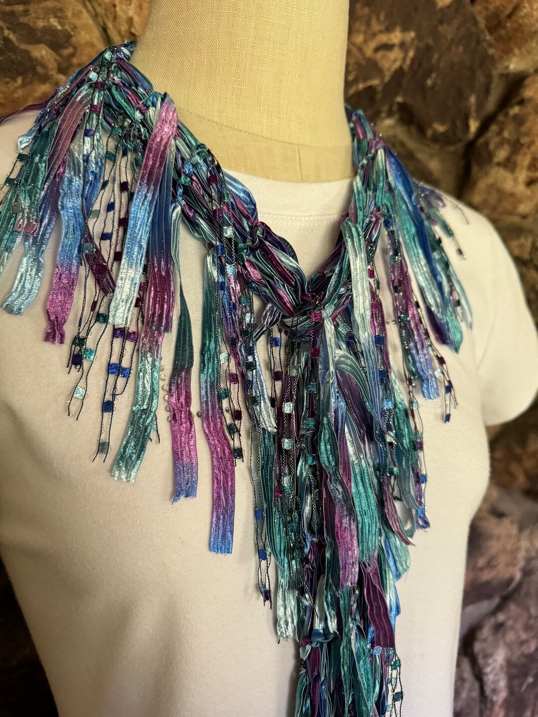Turquoise Teal Scarf for Women, Moms Day Gift for Wife, Scarf Necklace ...
