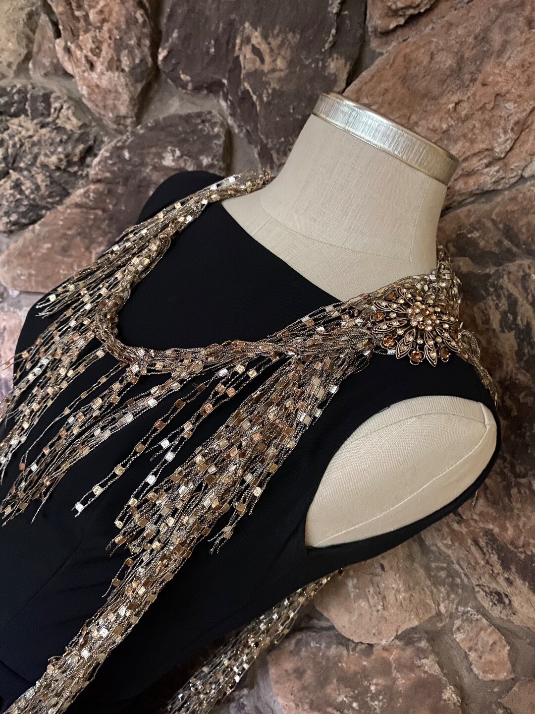 Gold Scarf for Women, Jewelry Scarf, Dress Accessories, Fabric Necklace ...