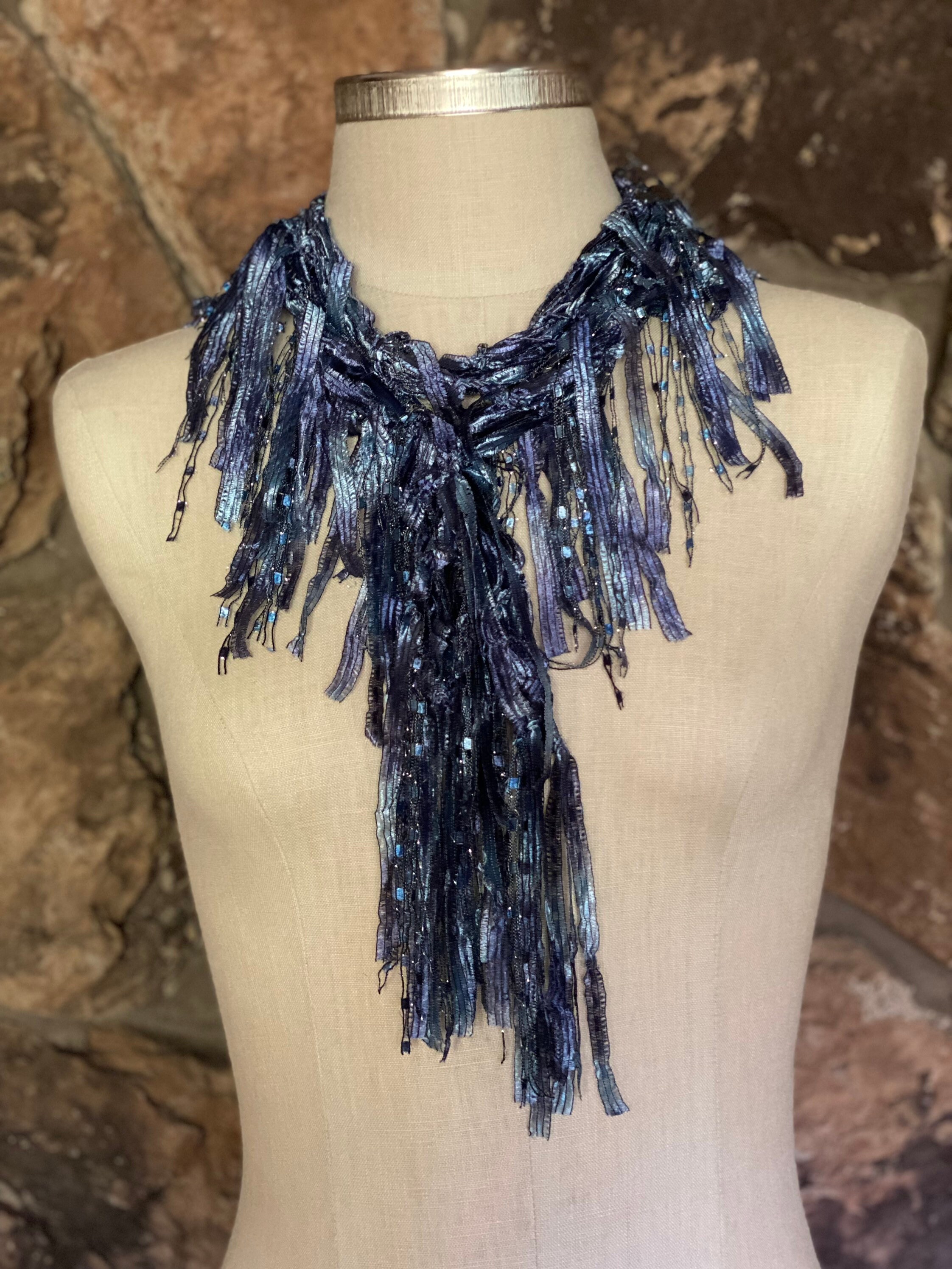 Denim Scarf for Women, Blue Scarf Necklace, Wearable Art, Gifts Under ...