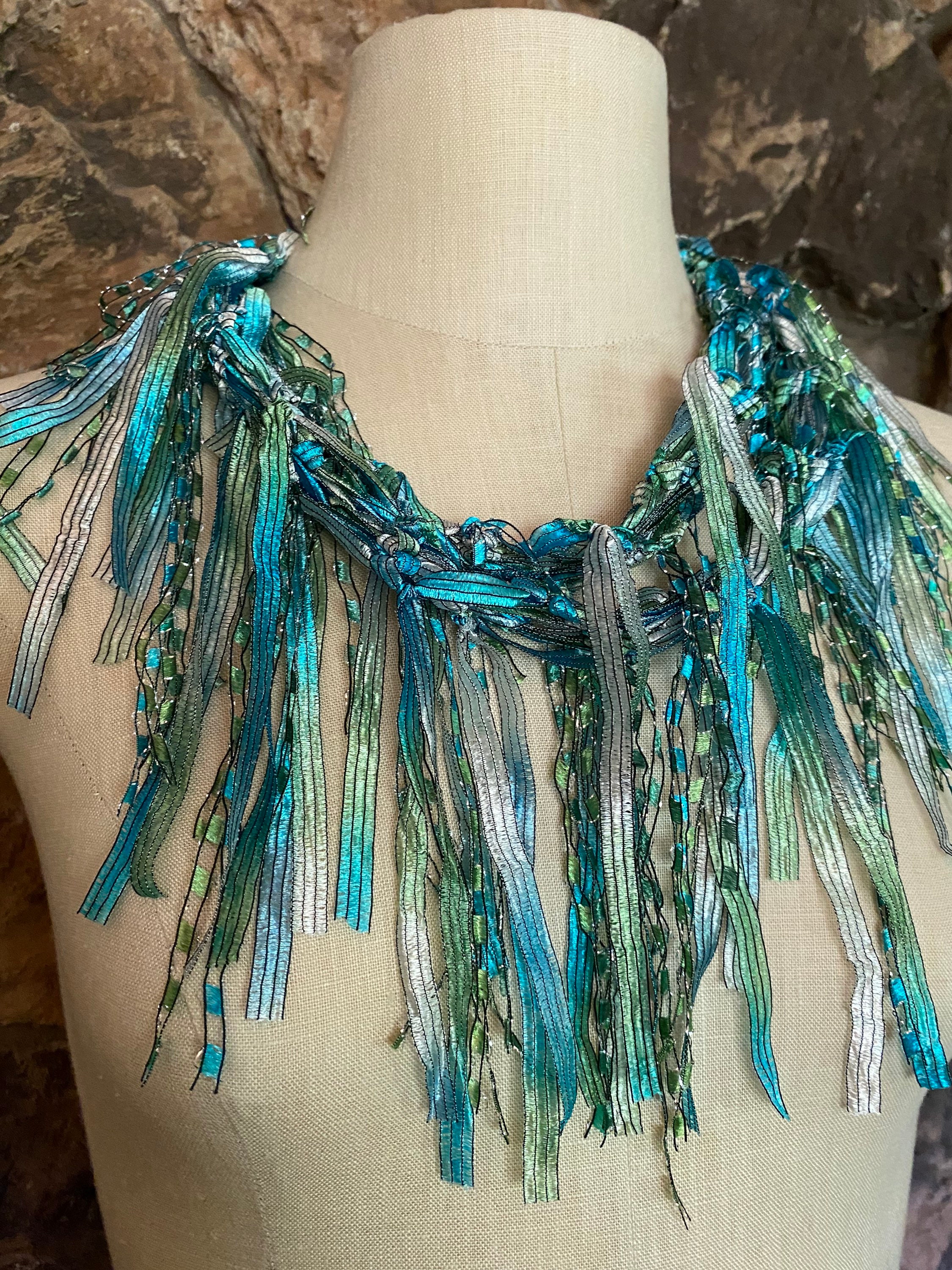 Summer Scarf for Women, Turquoise Scarf Necklace, Sea Glass Scarf, Aqua ...