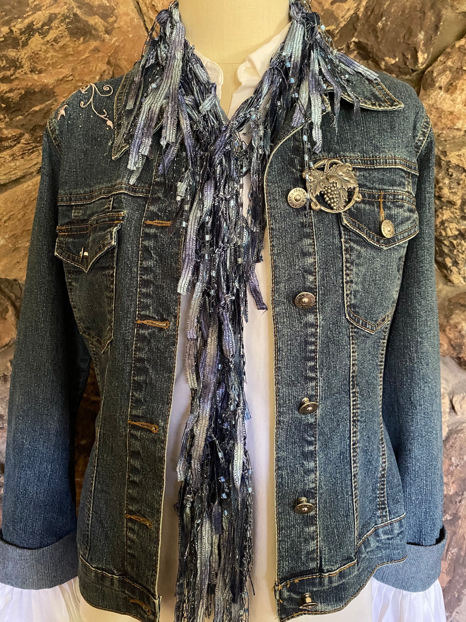 Denim Scarf for Women, Blue Scarf Necklace, Wearable Art, Gifts Under ...