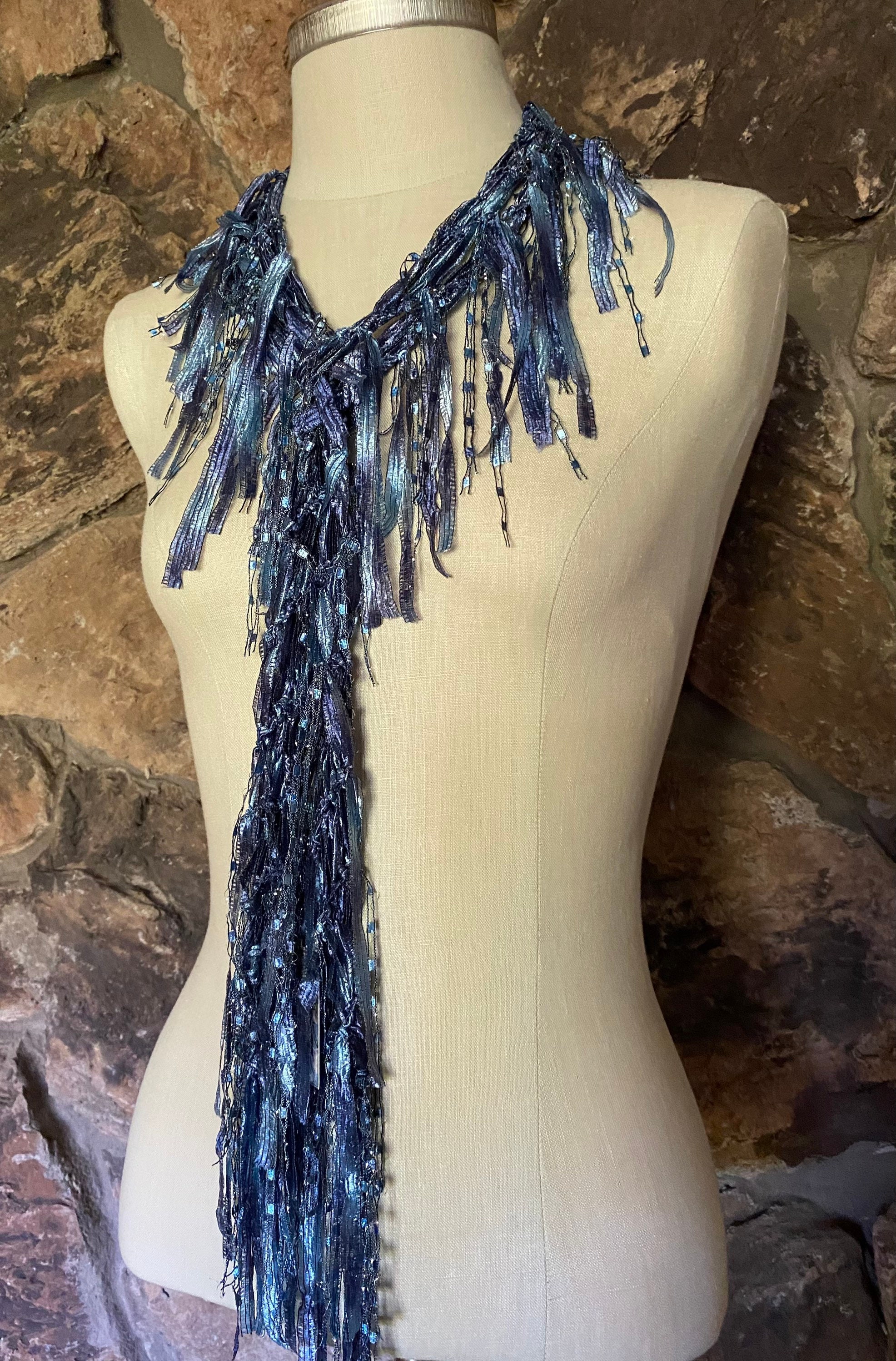 Denim Scarf for Women, Blue Scarf Necklace, Wearable Art, Gifts Under ...