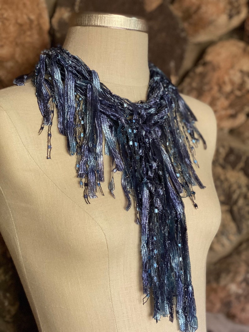 Denim Scarf for Women, Blue Scarf Necklace, Scarf Jewelry, Gifts Under ...