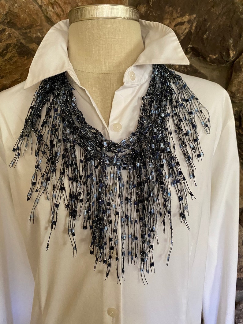 Denim Scarf Blue Denim Scarf Scarf Necklace Denim Scarf - Etsy