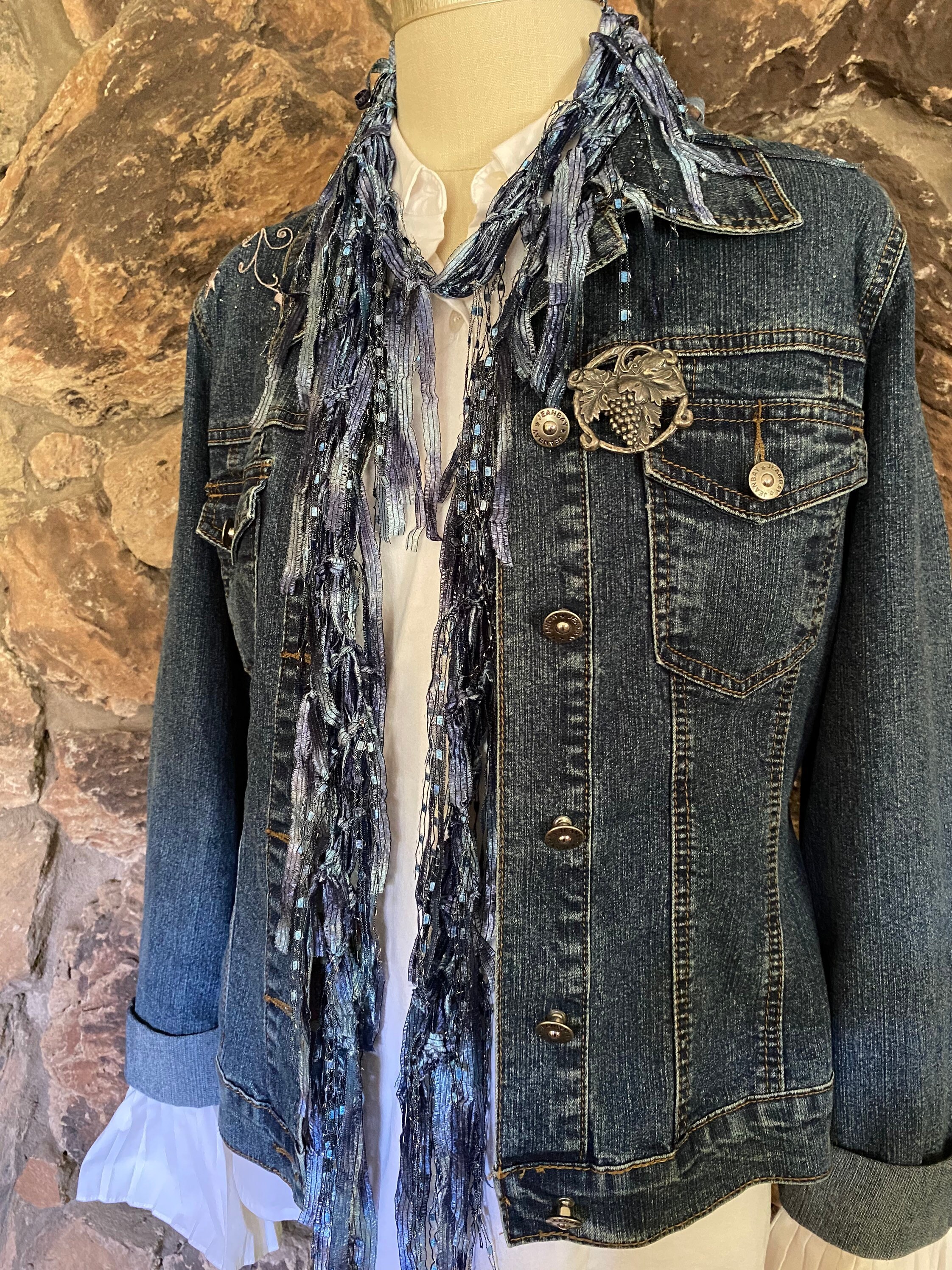 Denim Scarf for Women, Blue Scarf Necklace, Scarf Jewelry, Gifts Under ...