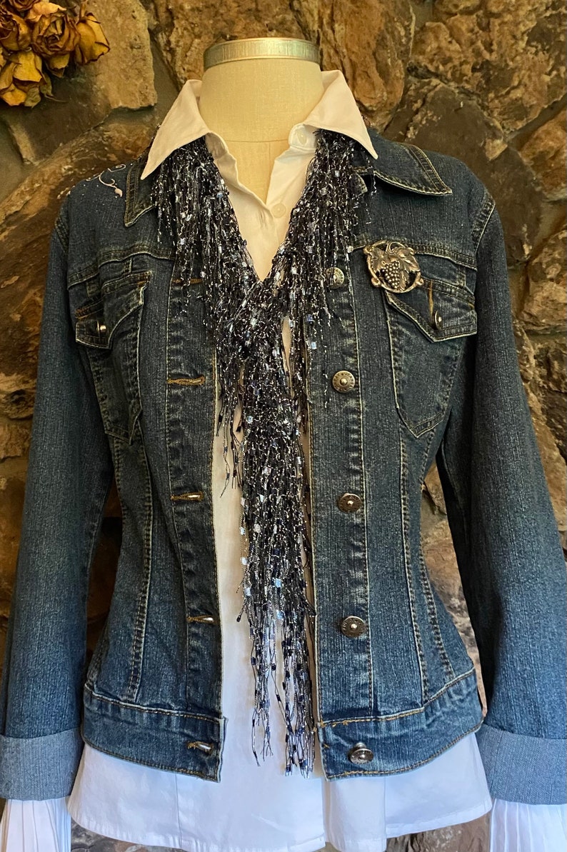 Denim Scarf Blue Denim Scarf Scarf Necklace Denim Scarf - Etsy
