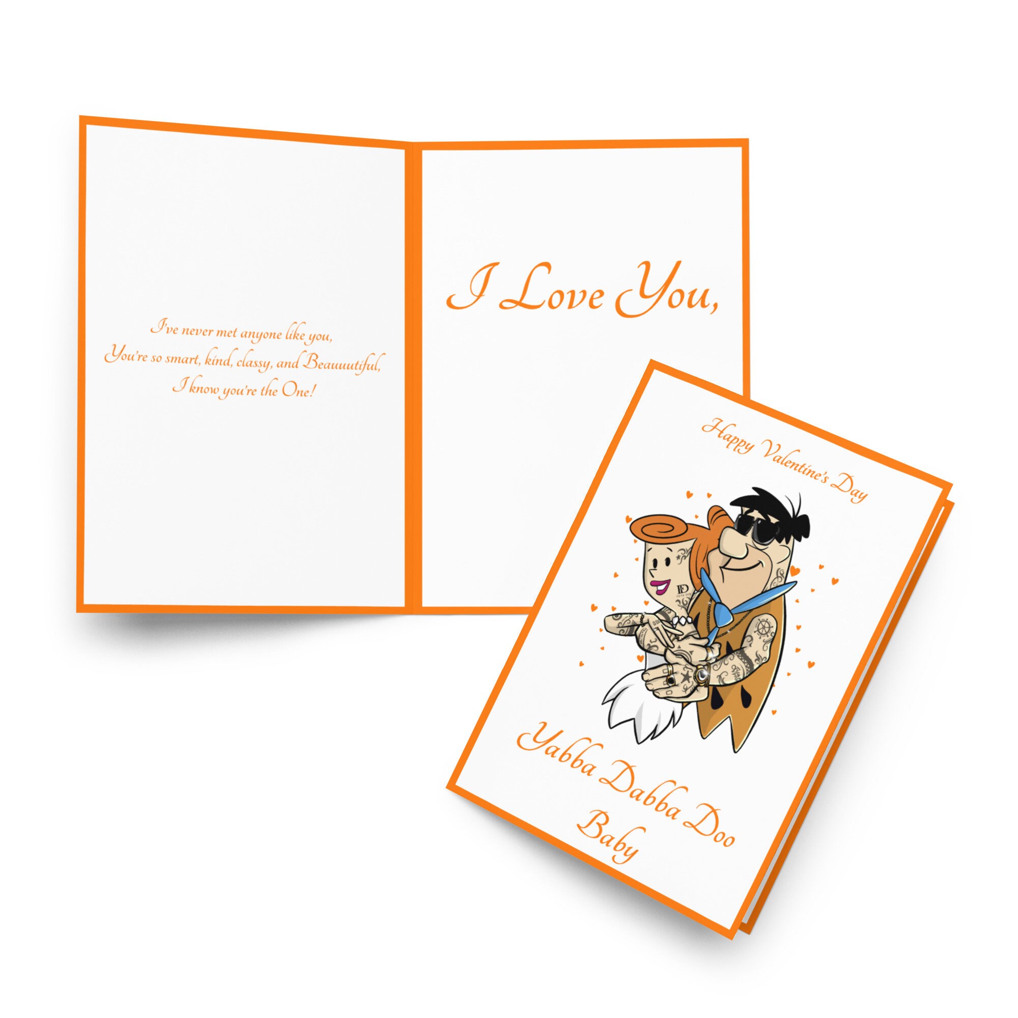 Dapper Tattooed Fred and Wilma Flintstone - Valentine's Day Card - Etsy