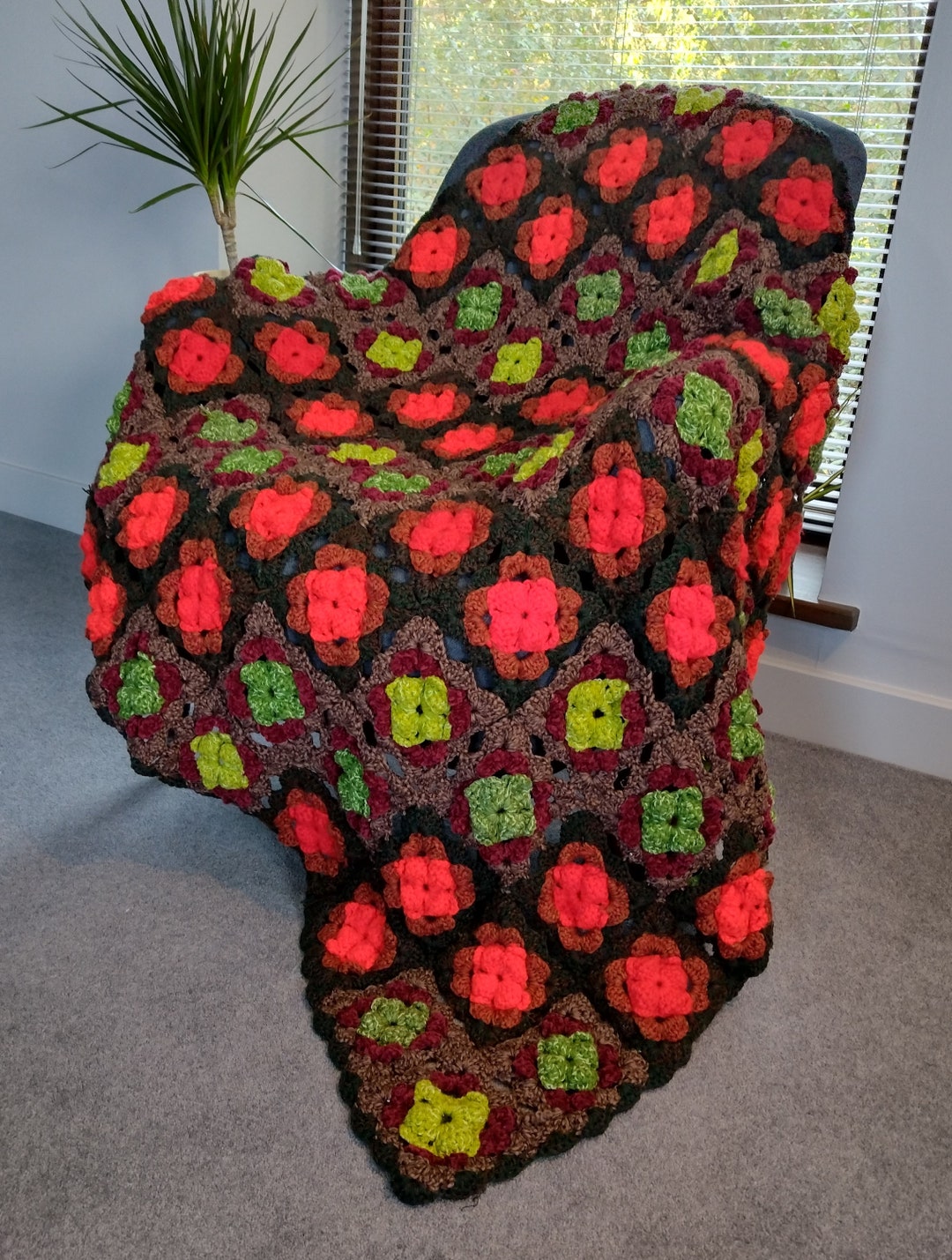 Hand Made, Highly Textured Crochet Afghan/blanket 53"x 44". Recycled ...