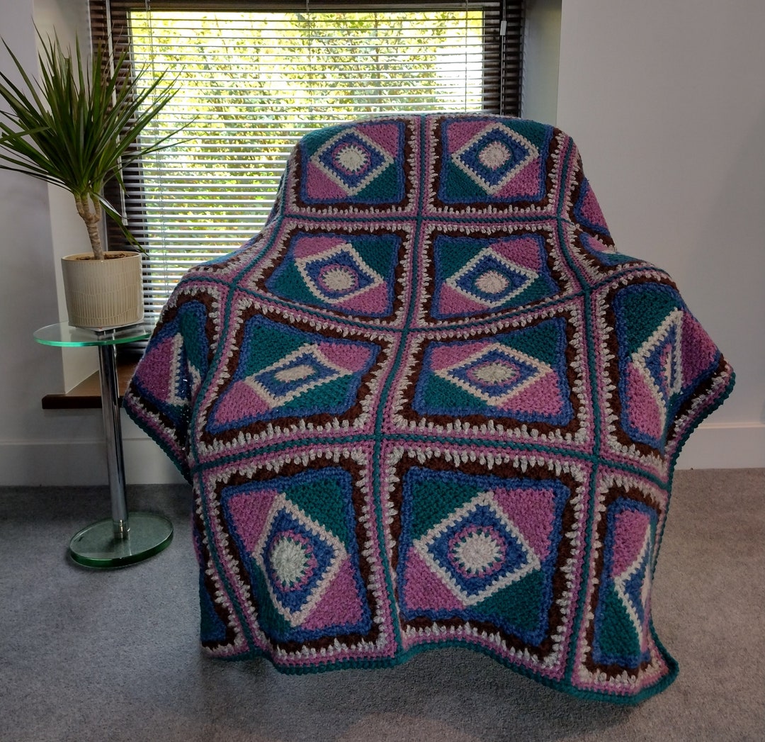 Afghan/blanket/throw/coverlet. 60 X 48". Recycled/ Upcycled Yarn. Easy ...