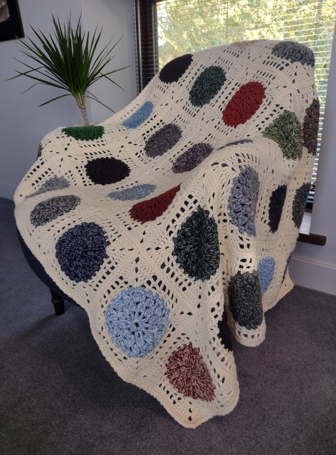 Hand Made Crochet Afghan/blanket 51"x 42". Recycled/ Upcycled Yarn ...