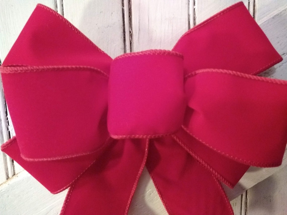 Hand-made Velvet Red Holiday Bow With Wire Edges - Etsy