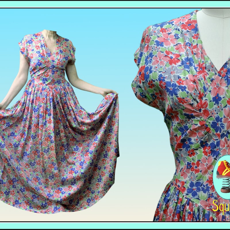 1940s Floral Dress - Etsy