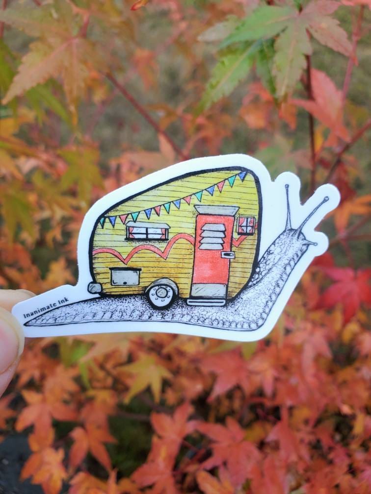 Snail Camper Van Vinyl Decal Sticker - Etsy