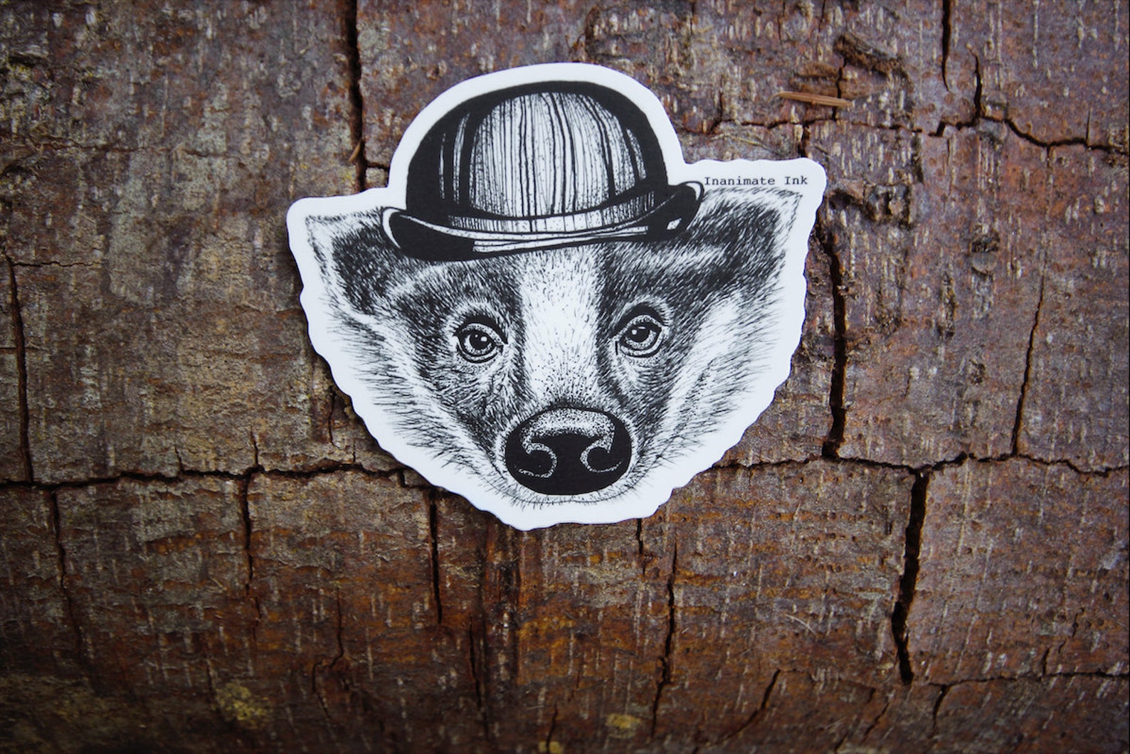 Badger in a Bowler Hat Vinyl Sticker - Etsy