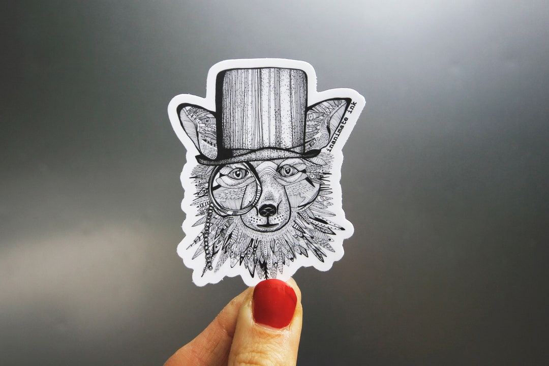 Steampunk Fox in a Top Hat Vinyl Sticker - Etsy