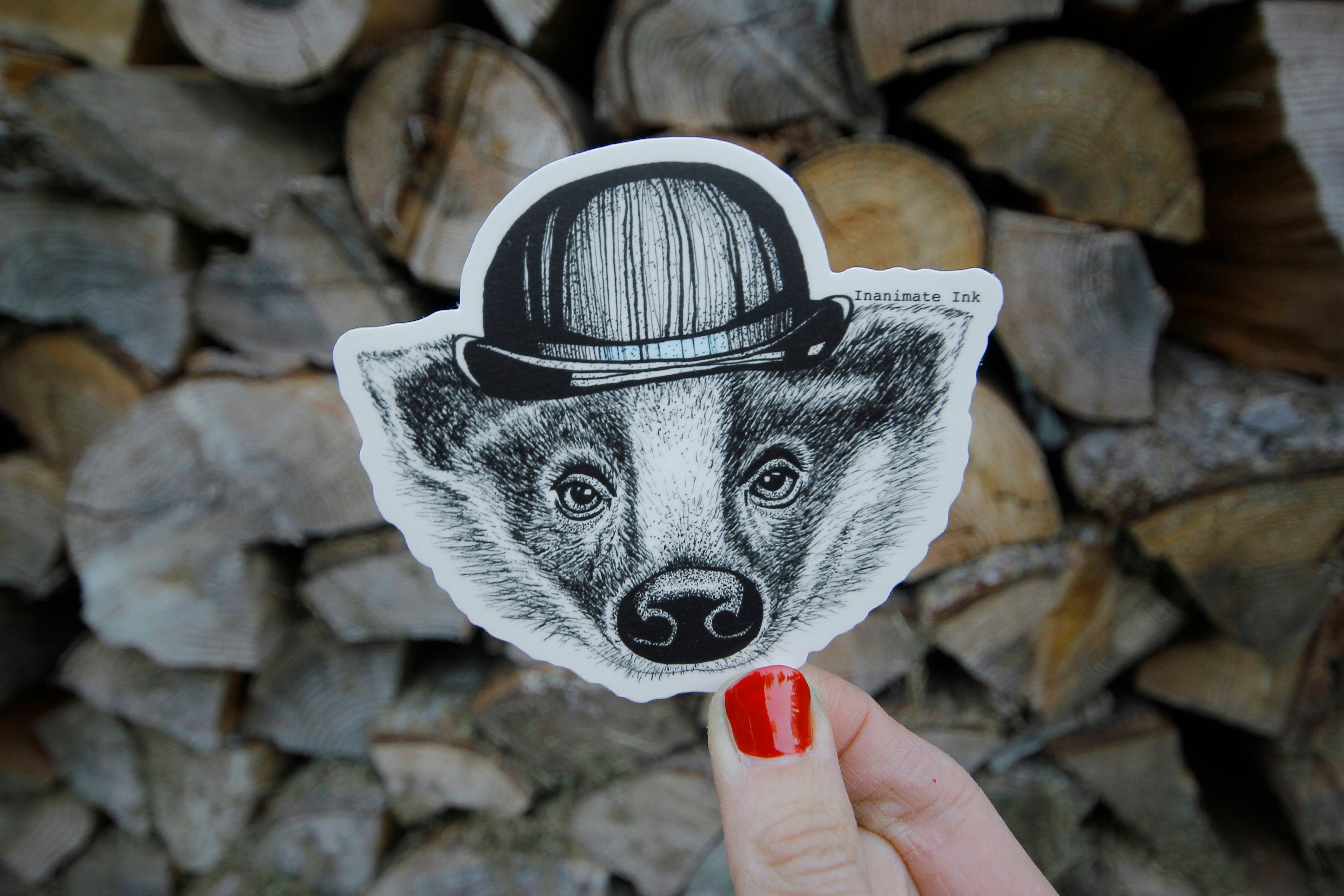 Badger in a Bowler Hat Vinyl Sticker - Etsy
