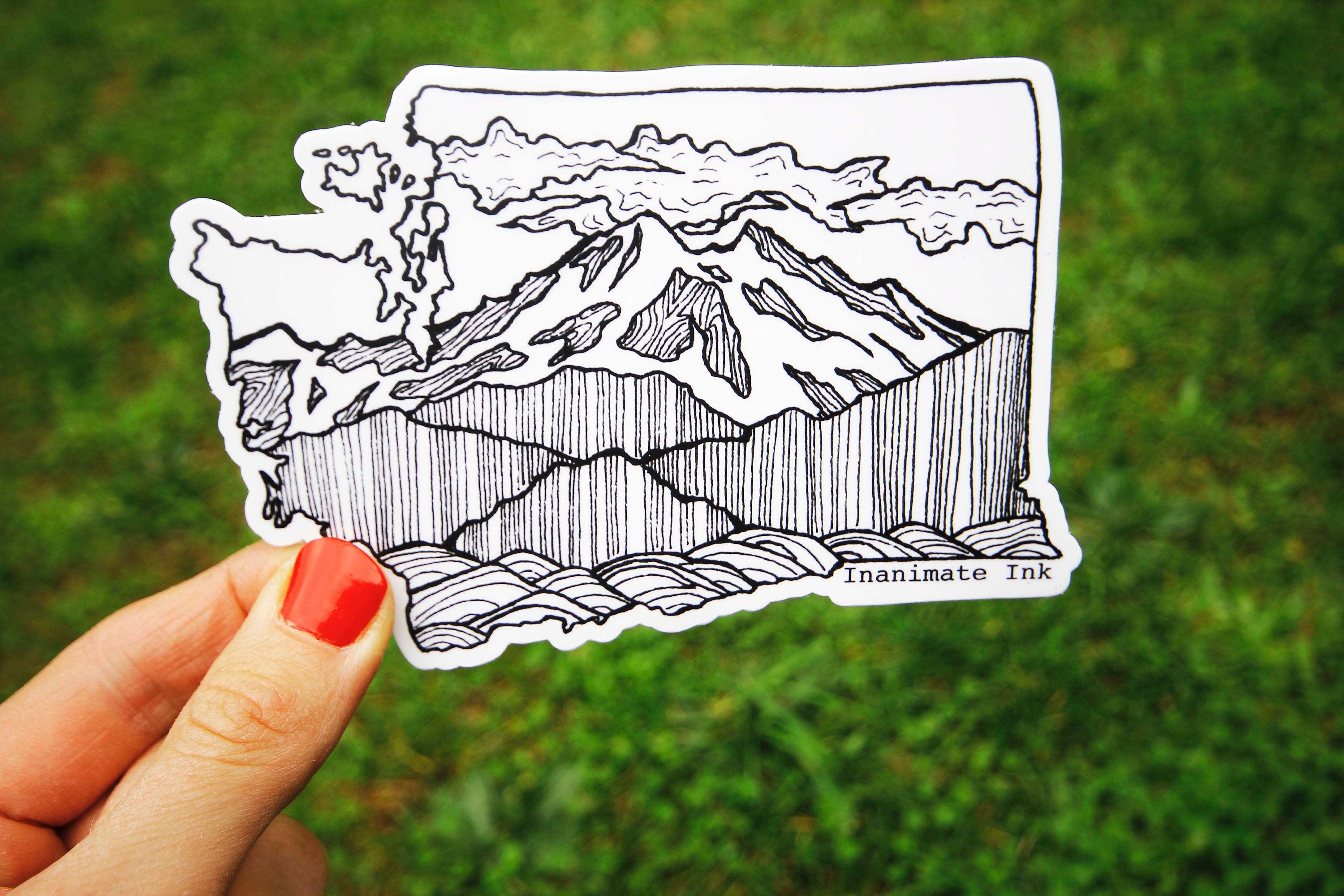 Washington State USA Mountains Vinyl Sticker - Etsy Hong Kong
