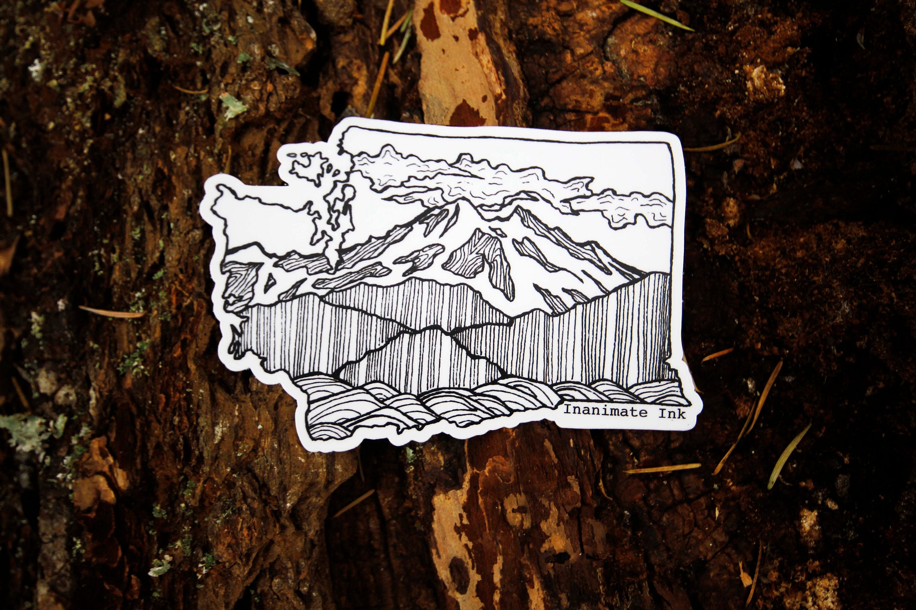 Washington State USA Mountains Vinyl Sticker - Etsy Hong Kong