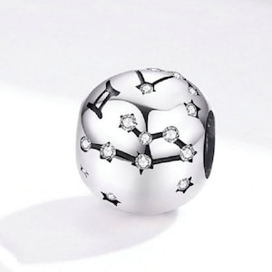 Star Sign Zodiac Bead Charms Twelve Constellations Bead 925 Sterling ...