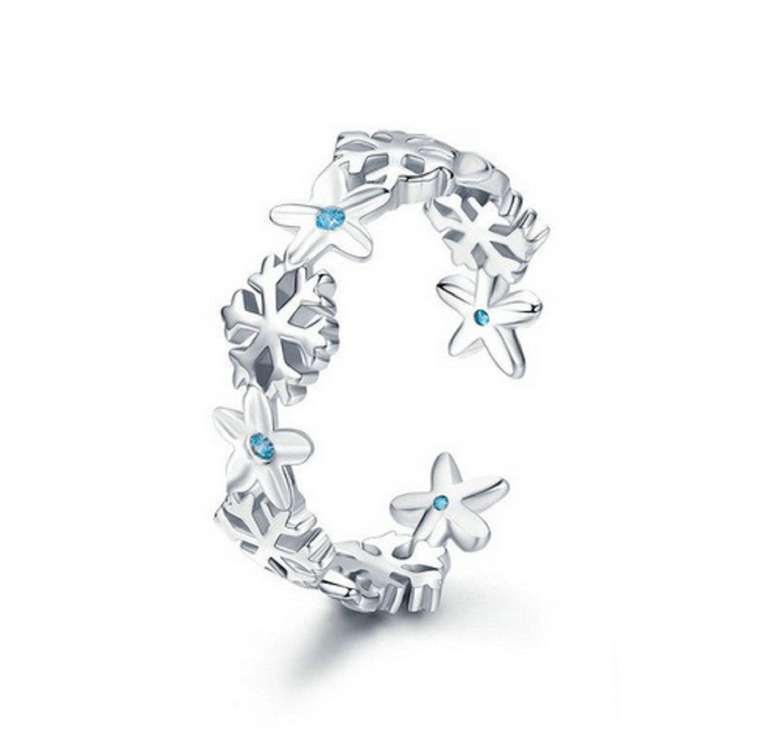 Winter Snowflake Finger Rings for Women Snowflake Wedding, 925 Sterling ...