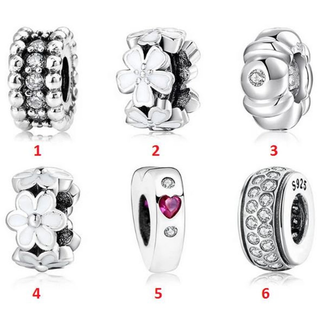 925 Sterling Silver Spacer Charms Charms Stoppers Spring Flower Six ...