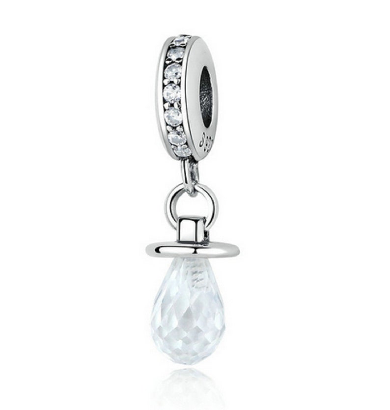 Cute Pacifier Dangle Charm With Clear CZ Pendant Jewelry Women - Etsy