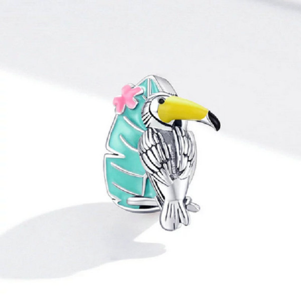 Toucan Birds Beads Green Enamel Animal Pendant Charms | Etsy