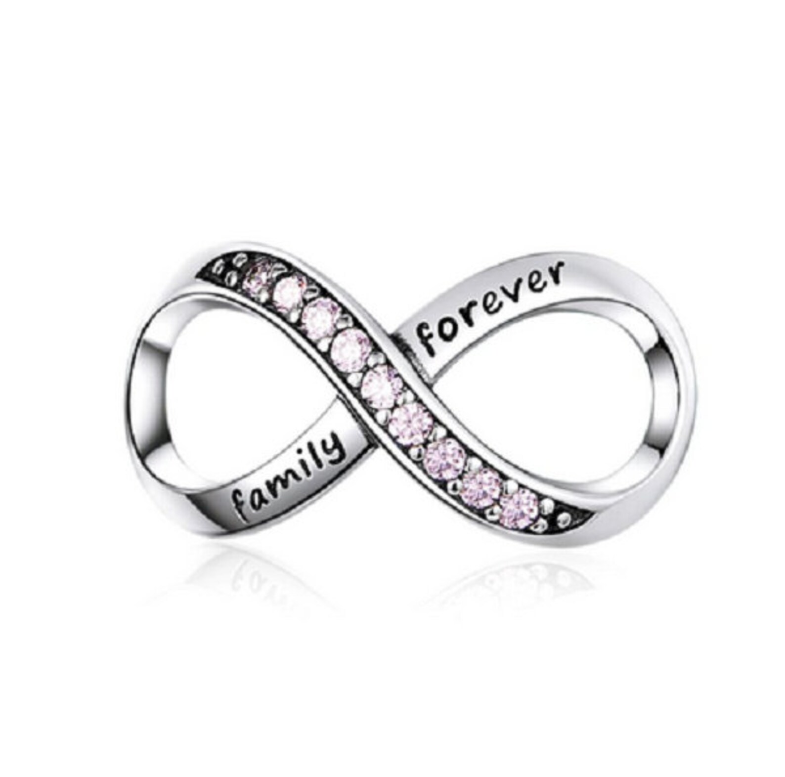 Sterling Silver Infinity Charm With CZ Forever Family Charm - Etsy