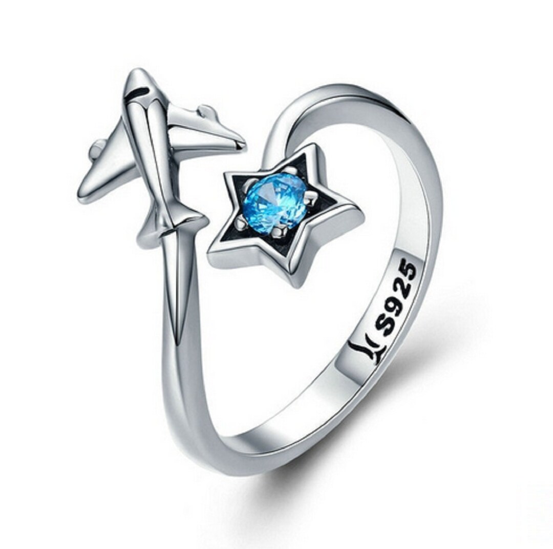 Trendy Star Tours Star & Plane Female Finger Rings for Women, 925 ...