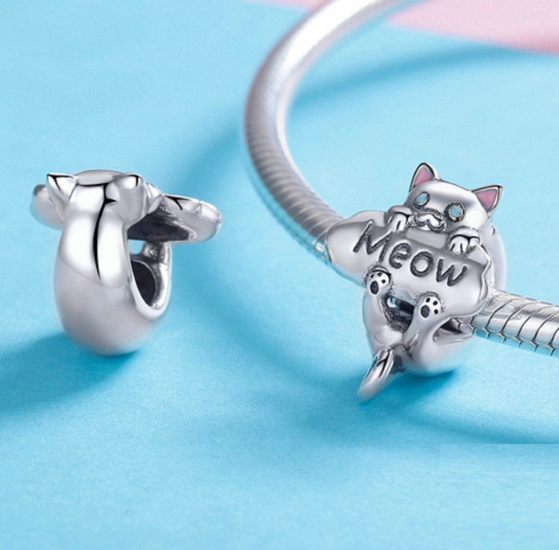 Sterling Silver Cat Charm Bead Silver Charm Fits Pandora - Etsy.de