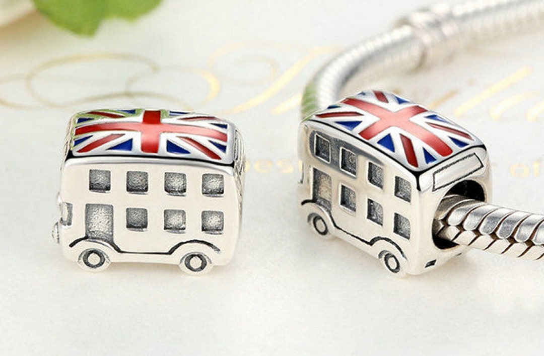 London Bus with Flag Beads Charms 925 Sterling Silver Fit Women ...