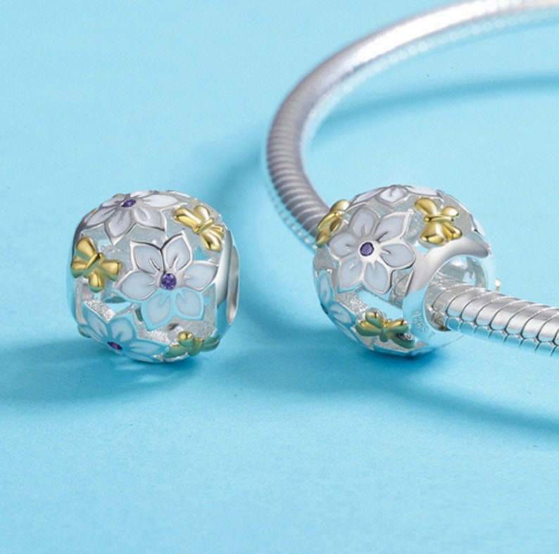 Authentic 925 Sterling Silver Gold Color Flowers and - Etsy