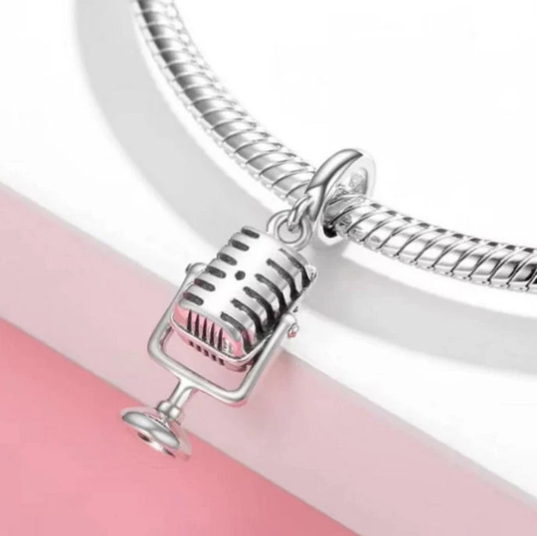 Vintage Microphone Charm, 925 Sterling Silver Charm, Music Singing ...
