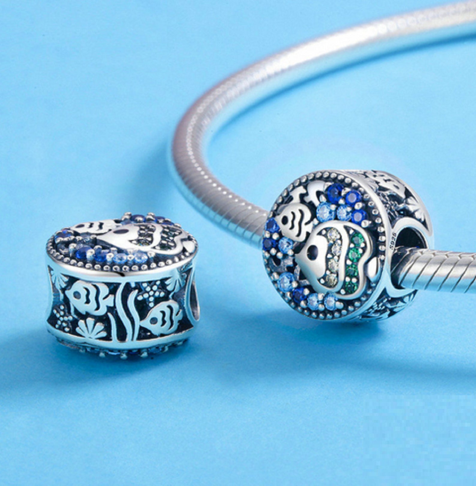 Underwater World Crystal Fish Beads Charm 100% 925 Sterling - Etsy