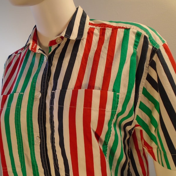 90s Vertical Stripe Shirt - Etsy