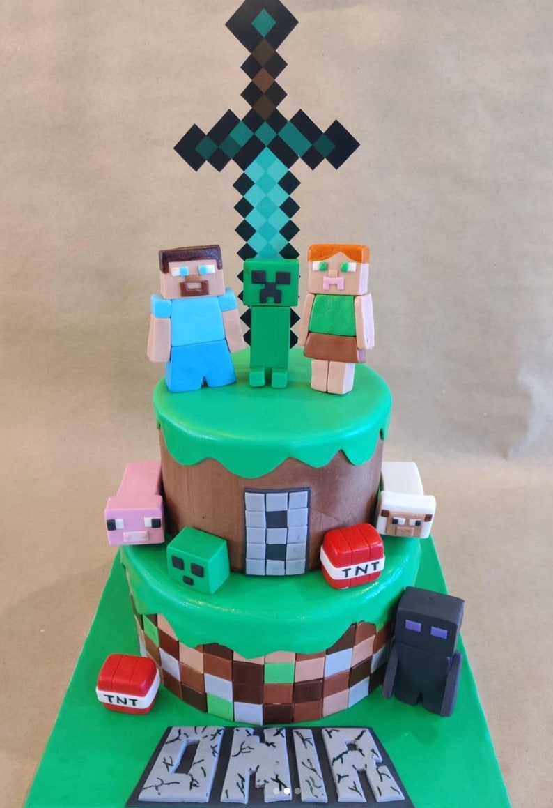 Minecraft Cake Topper Edible - Etsy