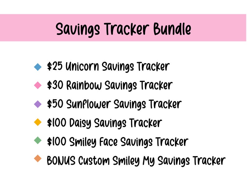 Kids Savings Tracker Bundle: Fun Money Saving Challenge (PDF) Unicorn ...