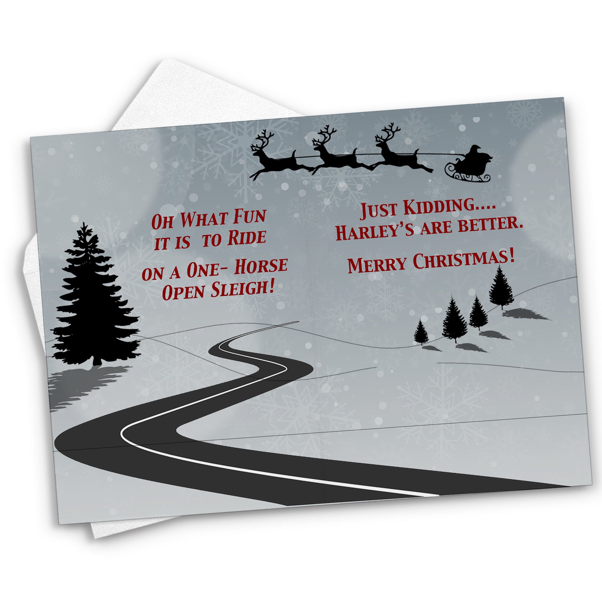Santa Riding on His Motorcycle Funny Merry Christmas Handmade Greeting ...